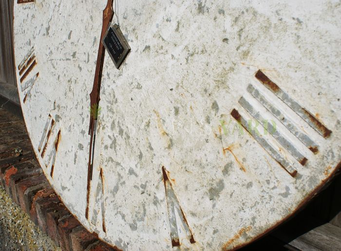 Round painted metal clock face