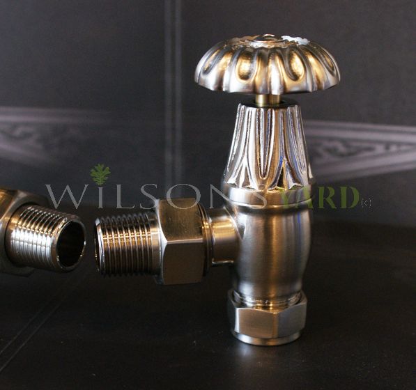Brushed Nickel cast iron radiator valves