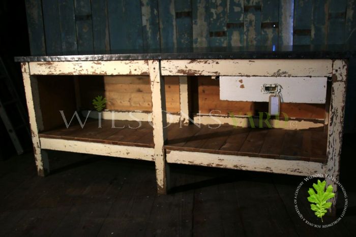 Zinc Paneled Bar Counter with Open Back