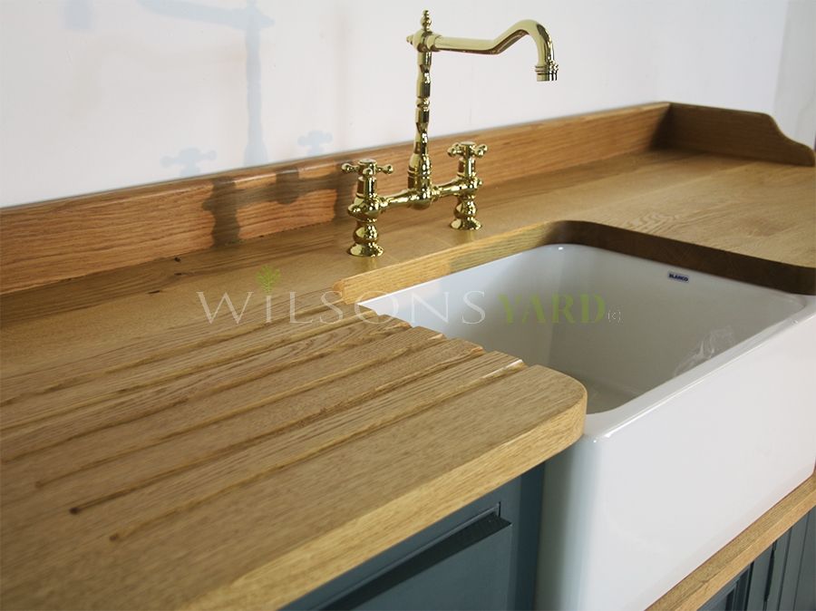 Bespoke Butler sink unit with Iroka top painted in Farrow & Ball