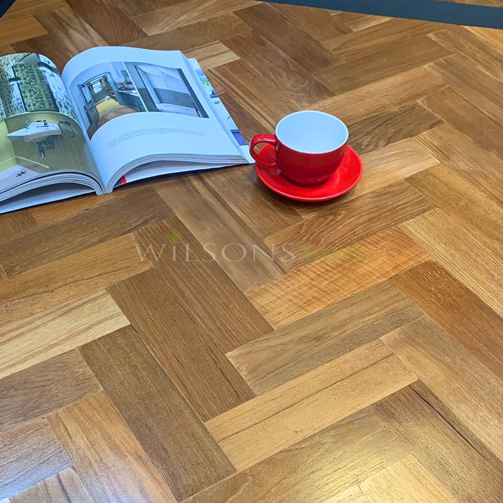 Reclaimed Burmese teak parquet