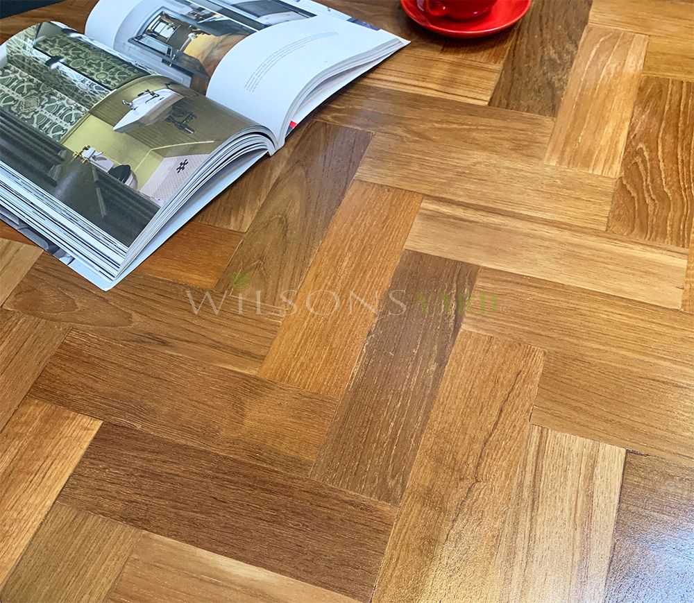 Reclaimed Burmese teak parquet
