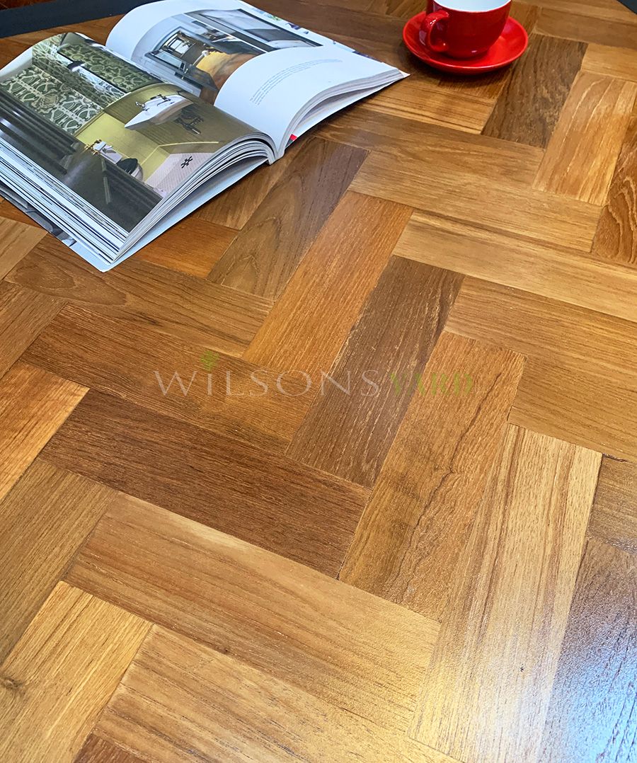 Reclaimed Burmese teak parquet