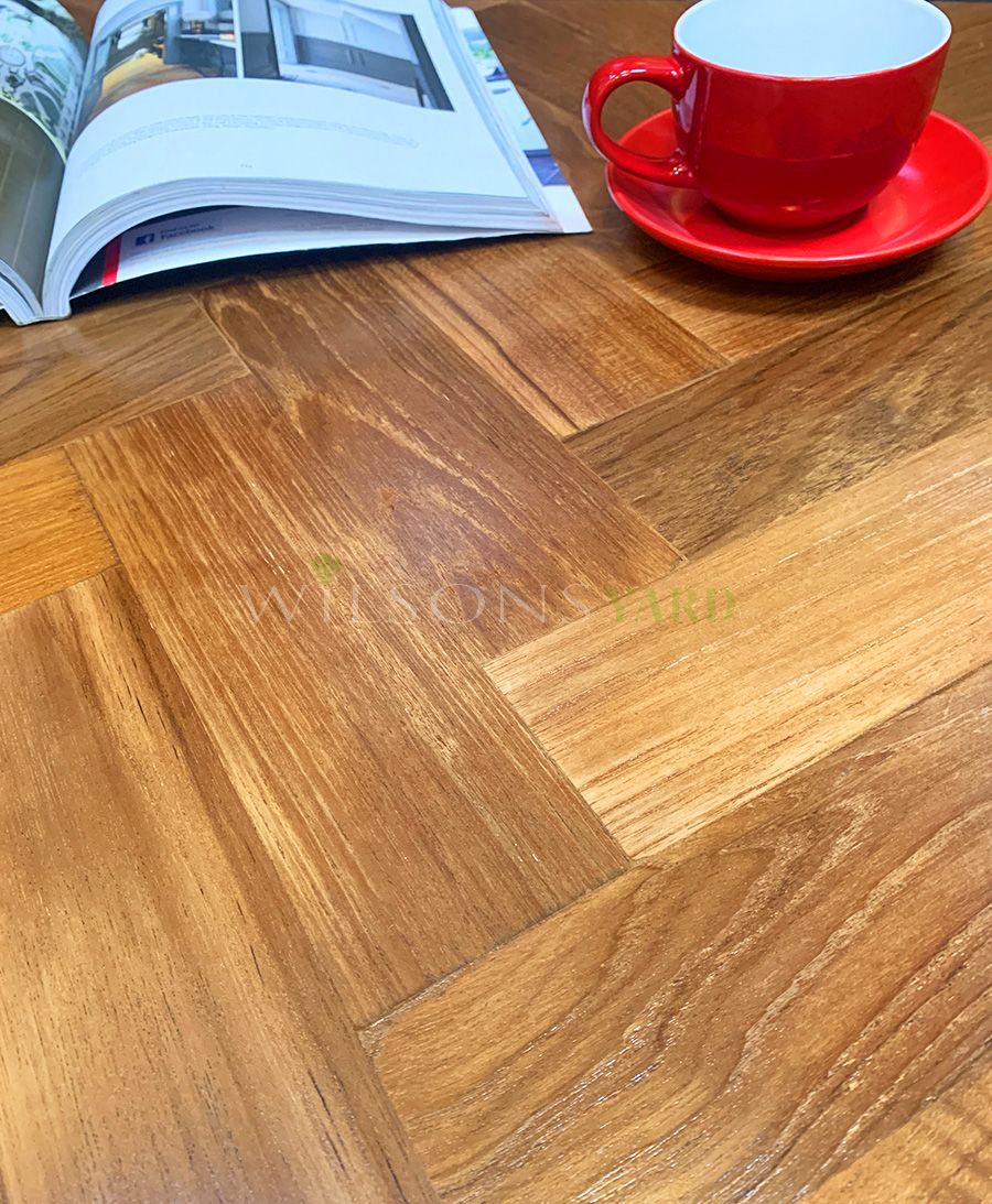 Reclaimed Burmese teak parquet