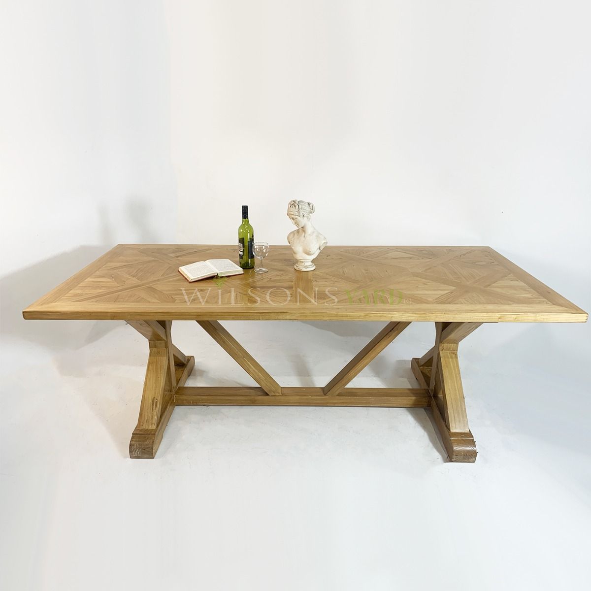 Beautiful Elm parquet topped dining table