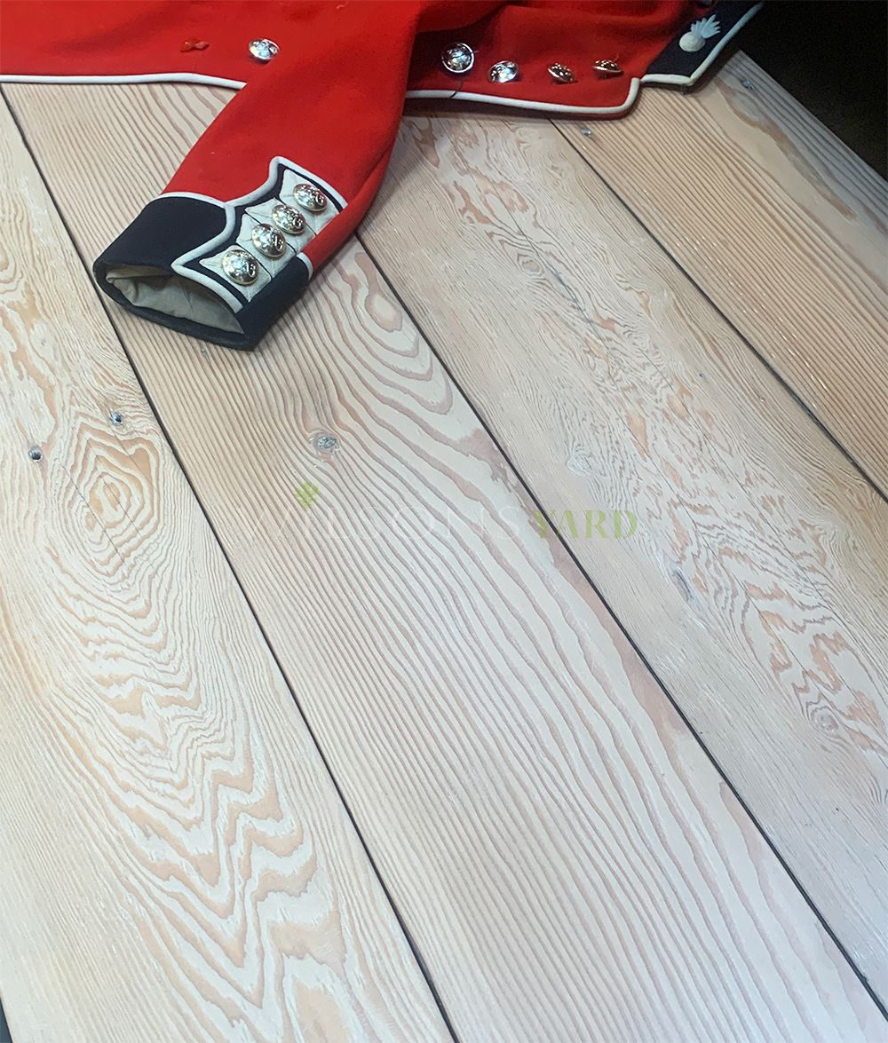 Salvaged ebonized Douglas Fir plank flooring