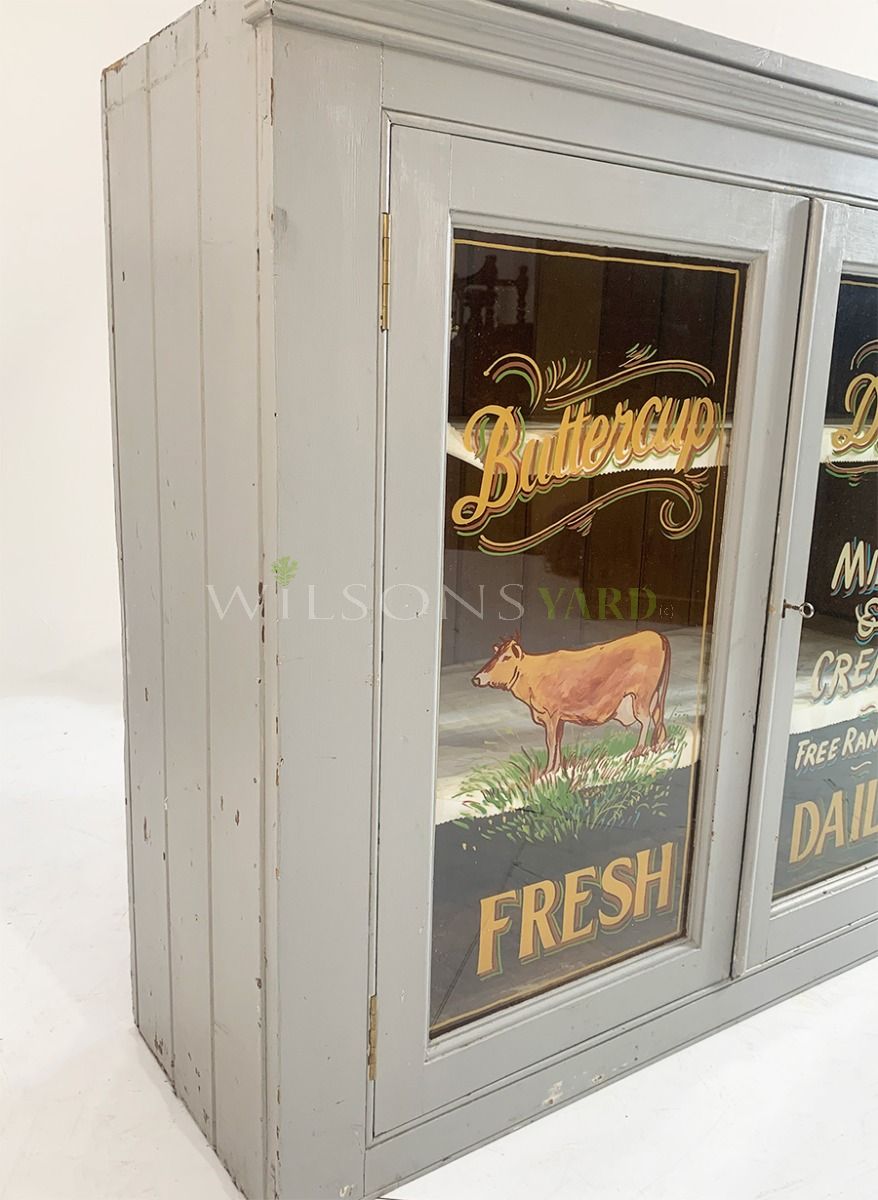 Hand painted 2 door sign writing glazed cupboard