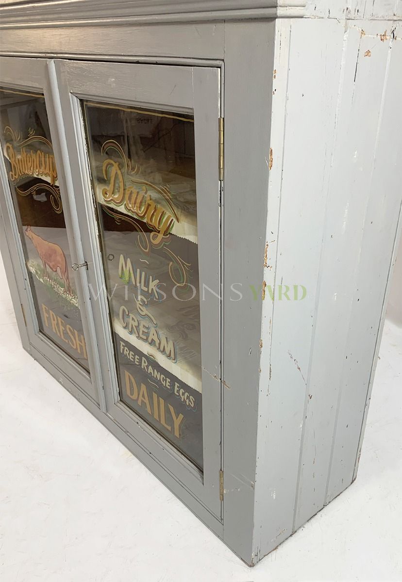 Hand painted 2 door sign writing glazed cupboard