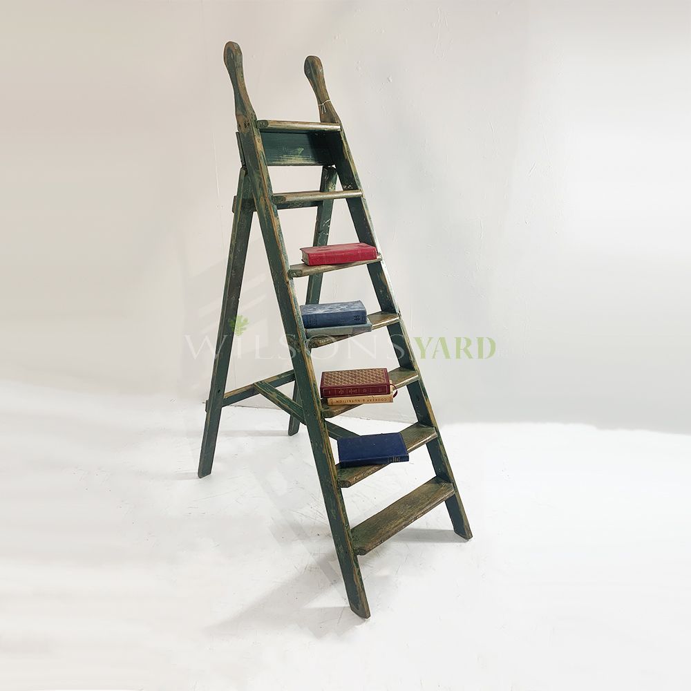 Edwardian green wooden step ladders (Decorative use only)