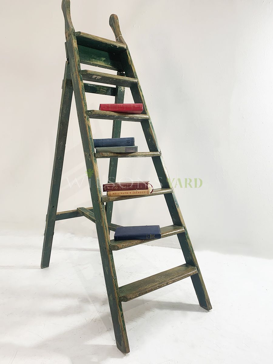 Edwardian green wooden step ladders (Decorative use only)