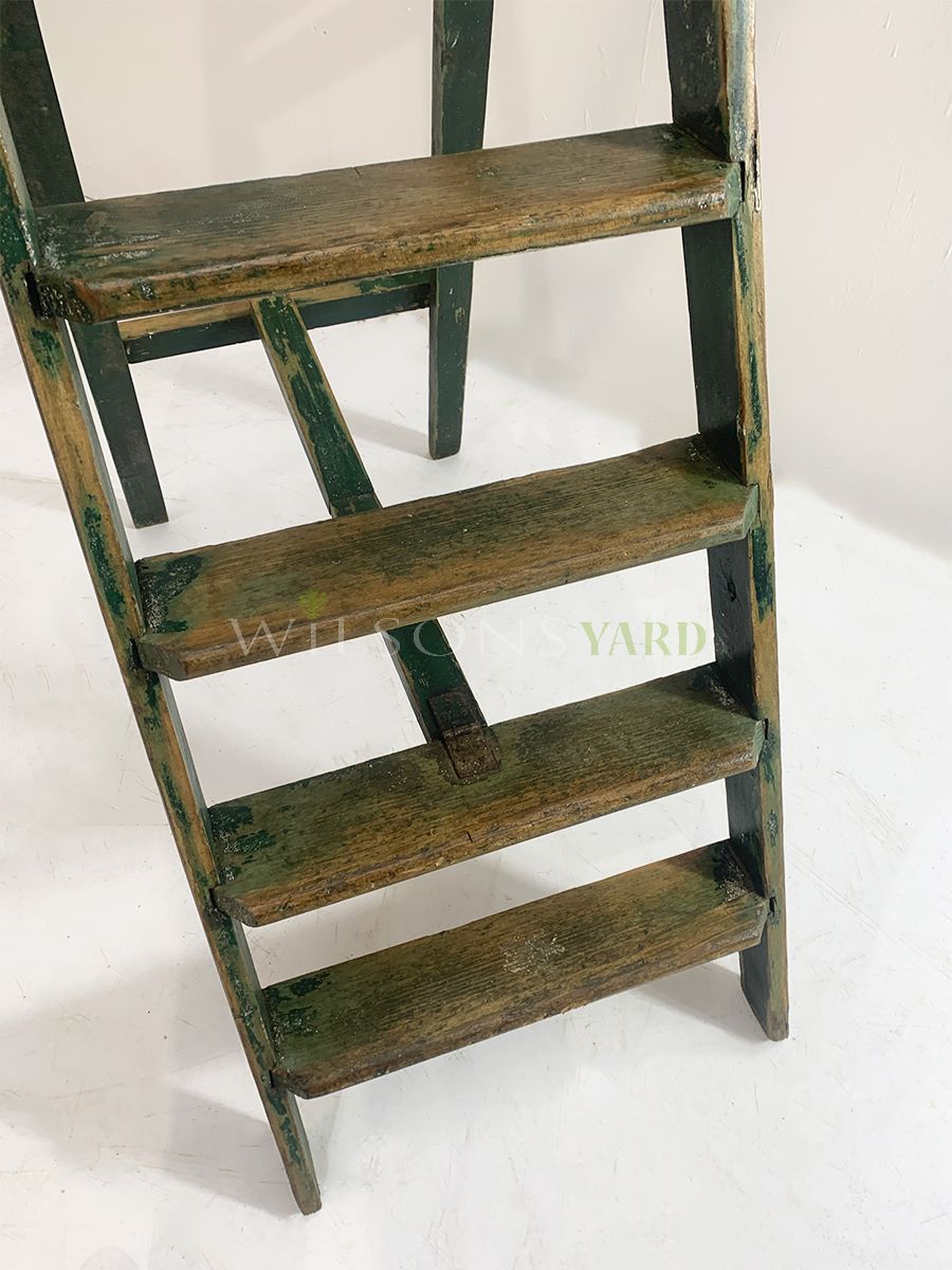 Edwardian green wooden step ladders (Decorative use only)