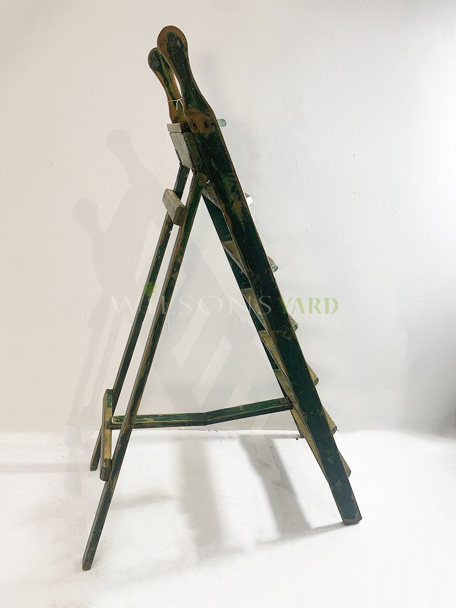 Edwardian green wooden step ladders (Decorative use only)