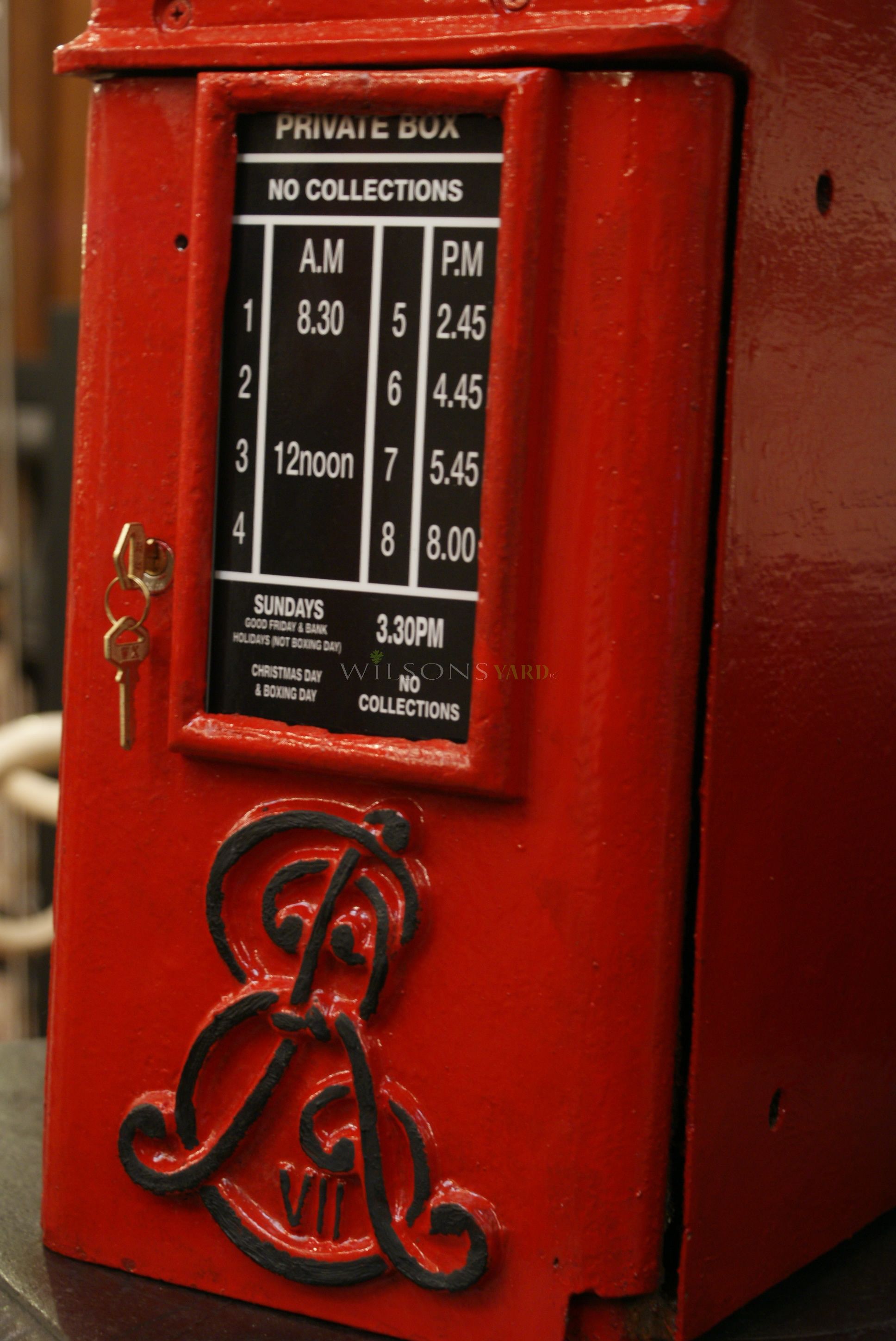 Red Cast Iron Post Box Rounded Top