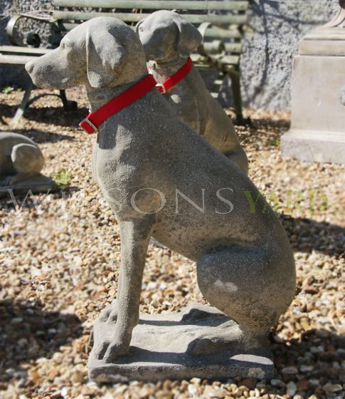 Pair of stone pointer / hunting dogs