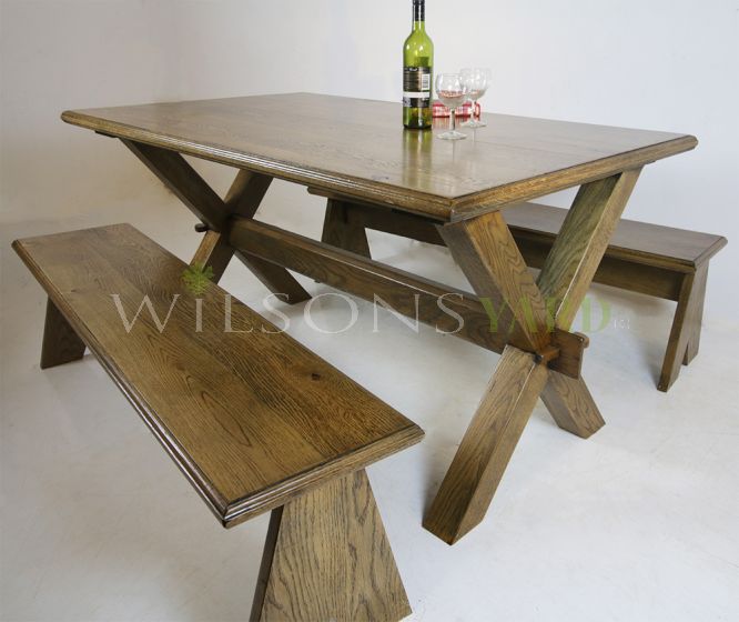 Beautiful Oak x legged kitchen table