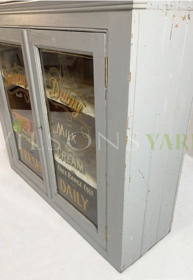 Hand painted 2 door sign writing glazed cupboard