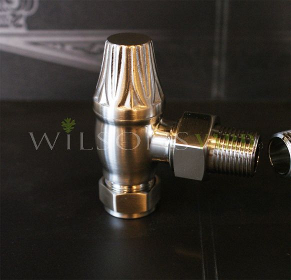 Brushed Nickel cast iron radiator valves