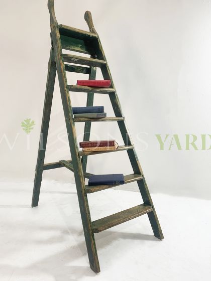 Edwardian green wooden step ladders (Decorative use only)